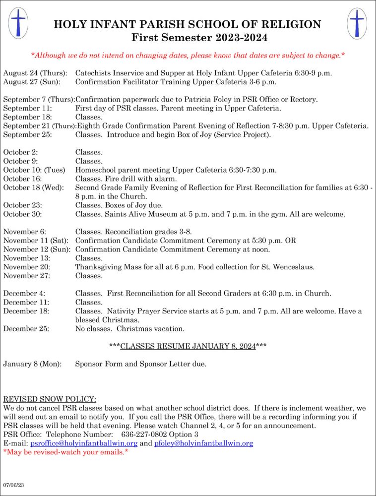 Parish School of Religion (PSR) - Holy Infant Catholic Church