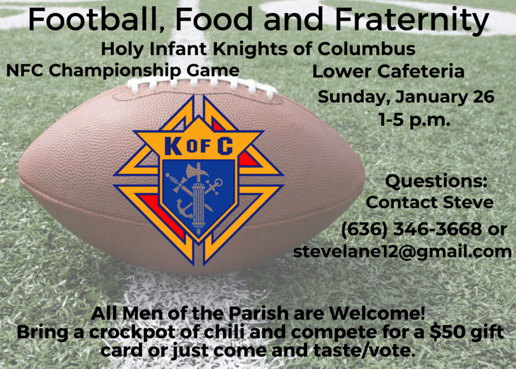 Football, Food & Fraternity - January 26 - Holy Infant Catholic Church